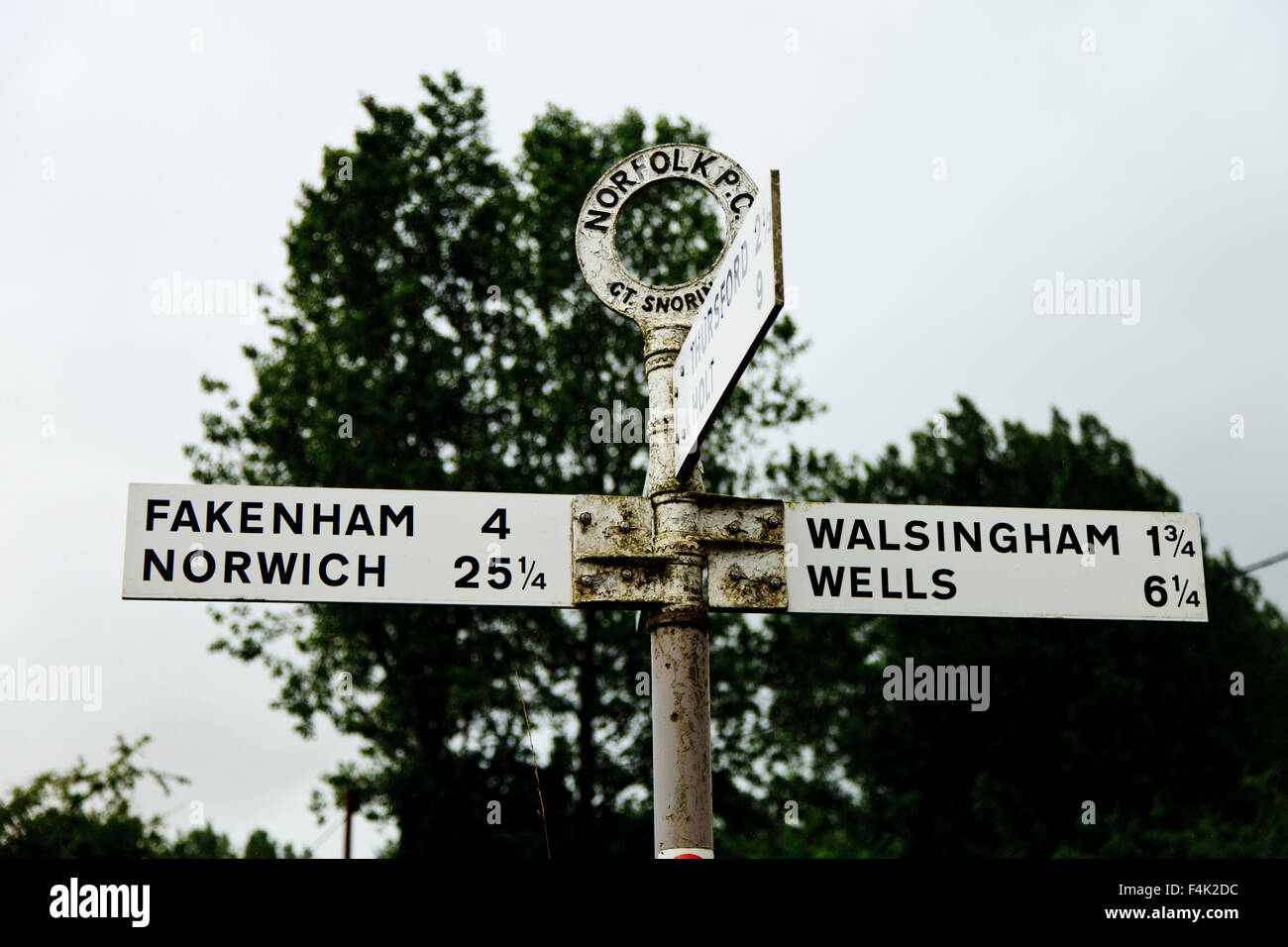 Traditional road sign in Norfolk Stock Photo - Alamy