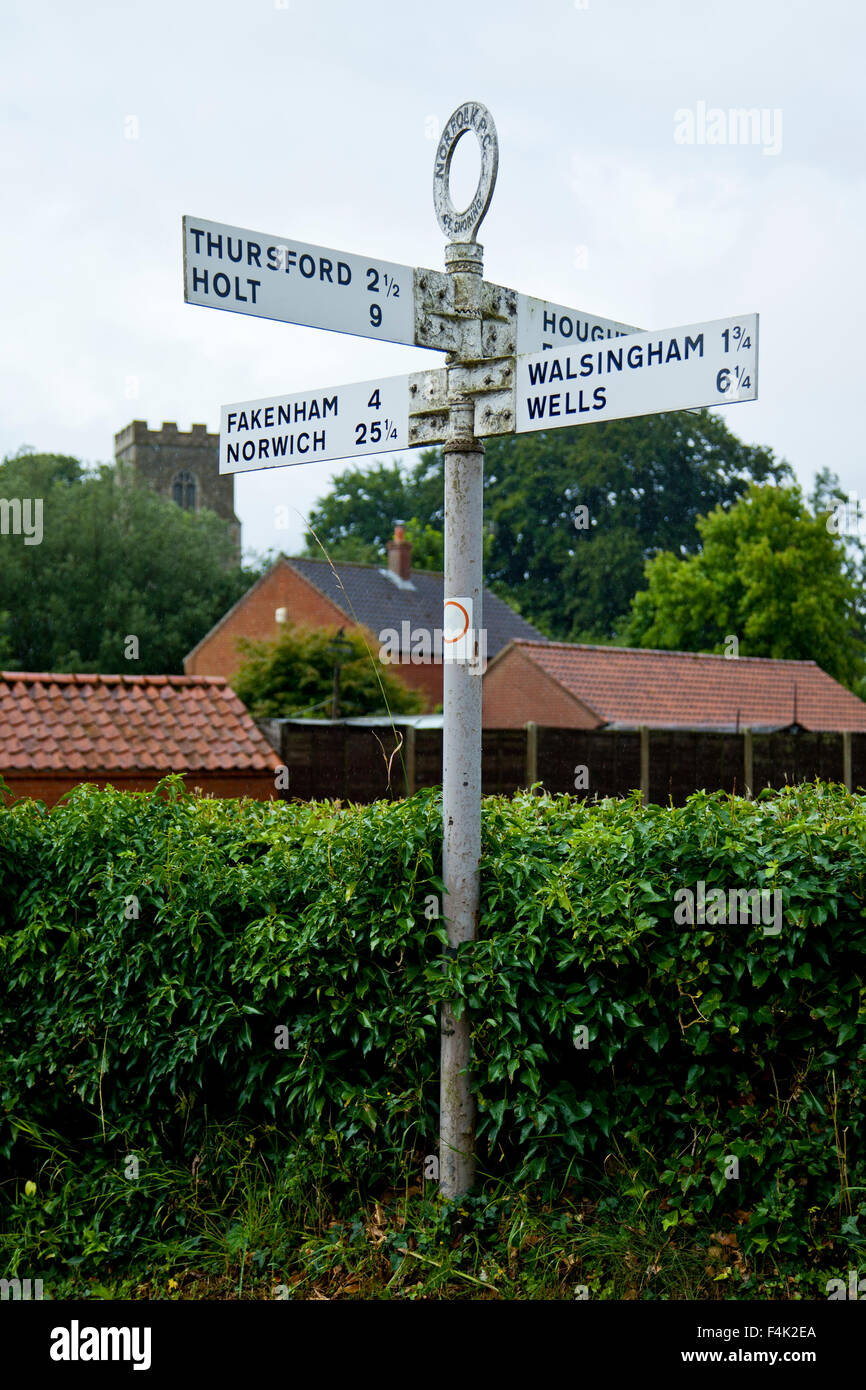 Traditional road sign in Norfolk Stock Photo - Alamy