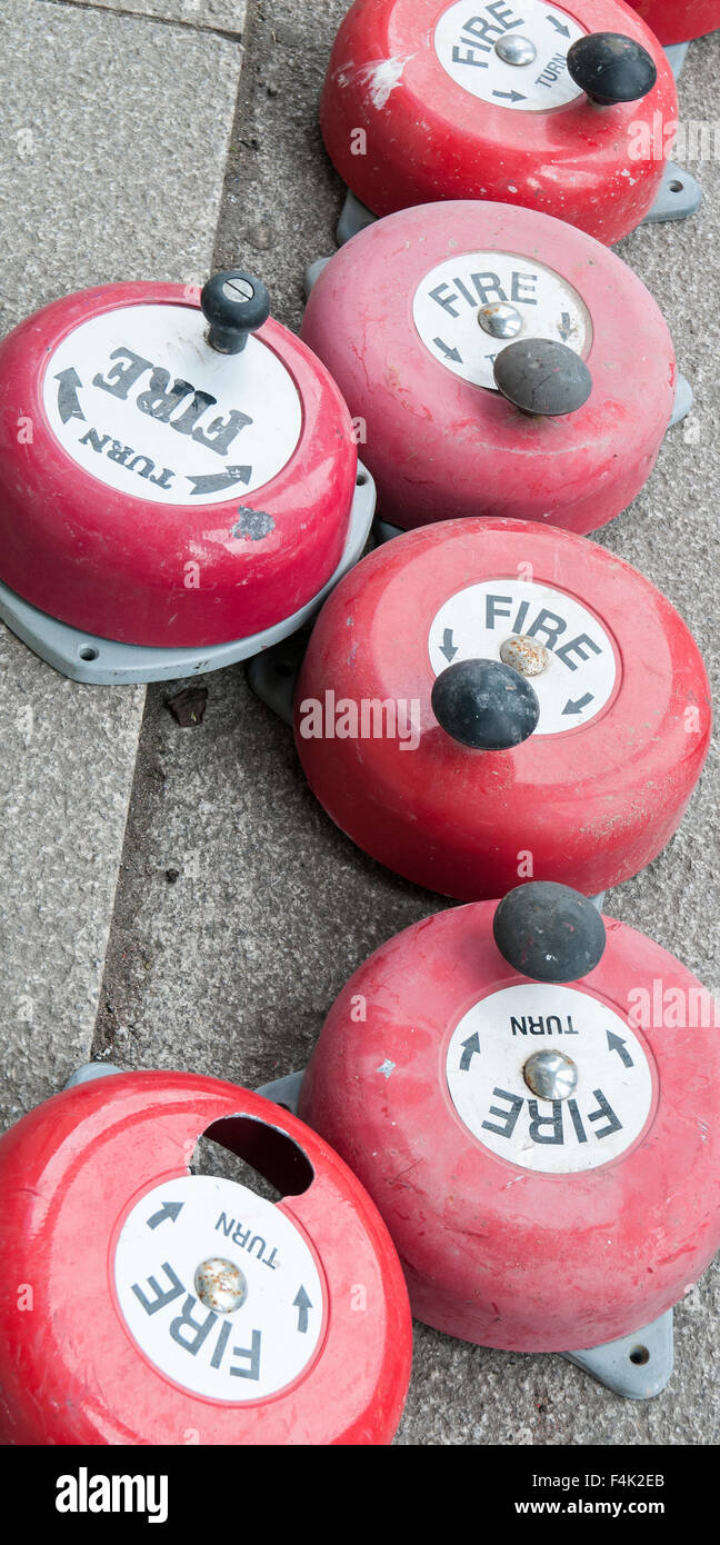 Fire bells awaiting disposal Stock Photo - Alamy