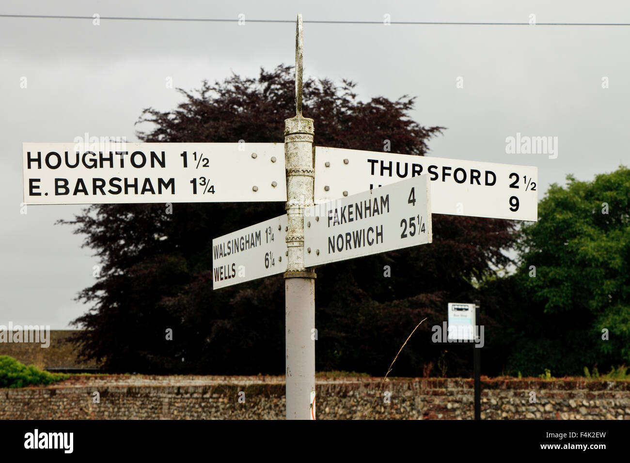 Traditional road sign in Norfolk Stock Photo - Alamy