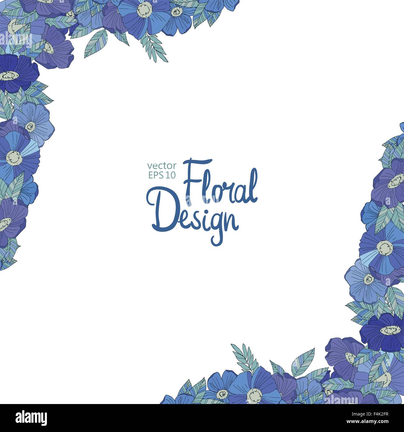 Blue floral border made with wildflowers Stock Vector Image & Art - Alamy