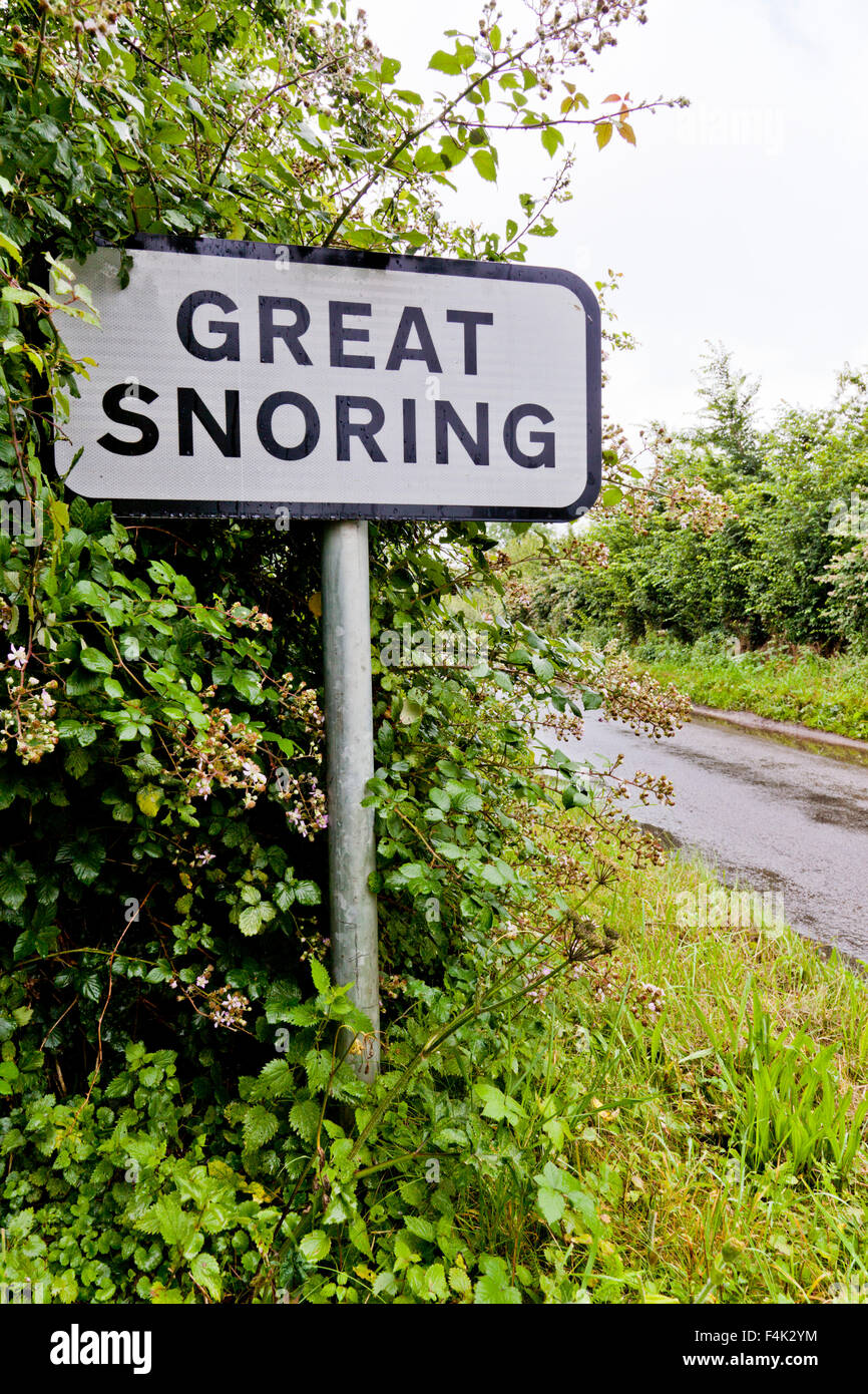 Road signs for the village of Great Snoring in Norfolk, England UK ...