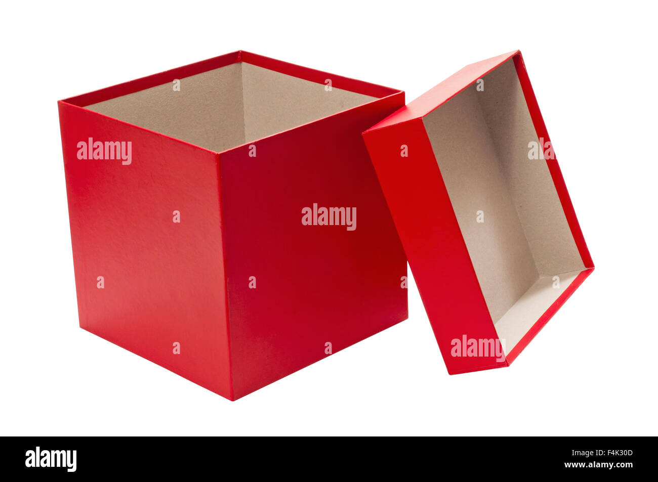 Empty Christmas Red Gift Box With Lid Stock Photo - Alamy
