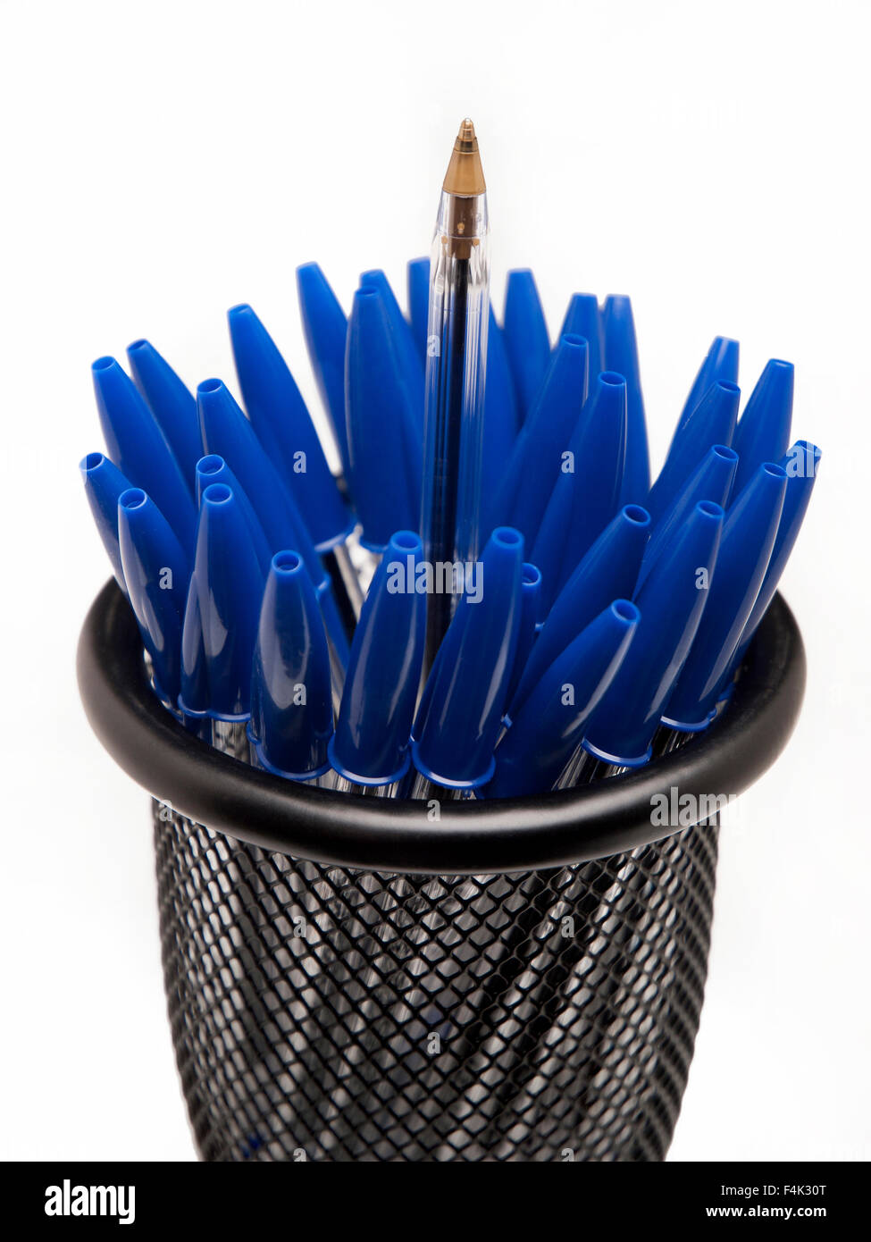Bic Crystal Blue pens in black pencil case Stock Photo - Alamy