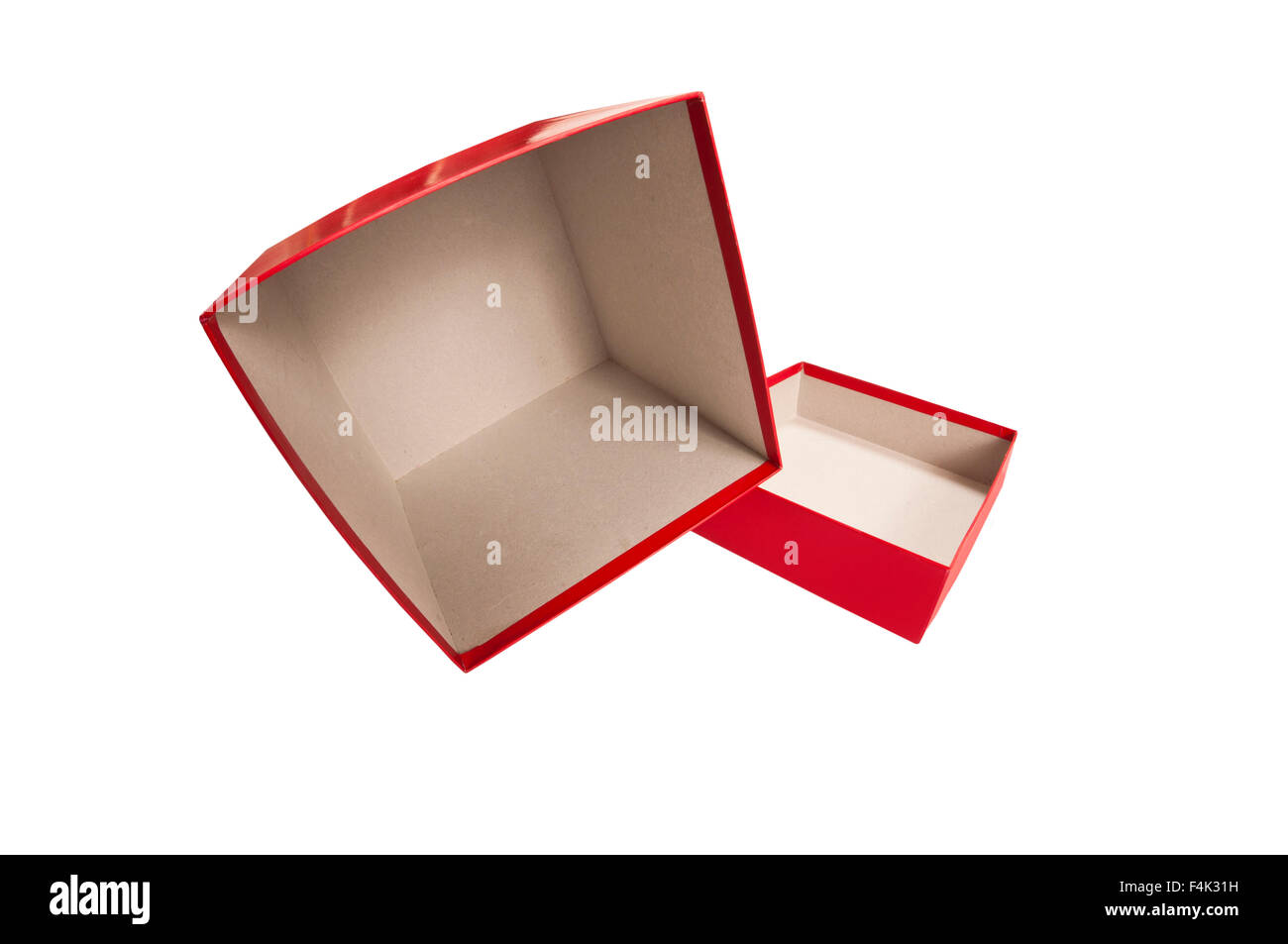 Red Empty Gift Box On Its Side Spilling Out Stock Photo - Alamy
