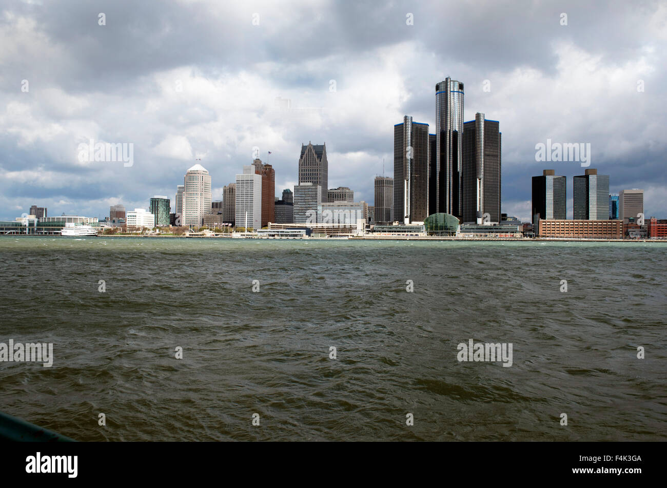 Stormy Shot Of Downtown Detroit Spring 2015 Stock Photo - Alamy