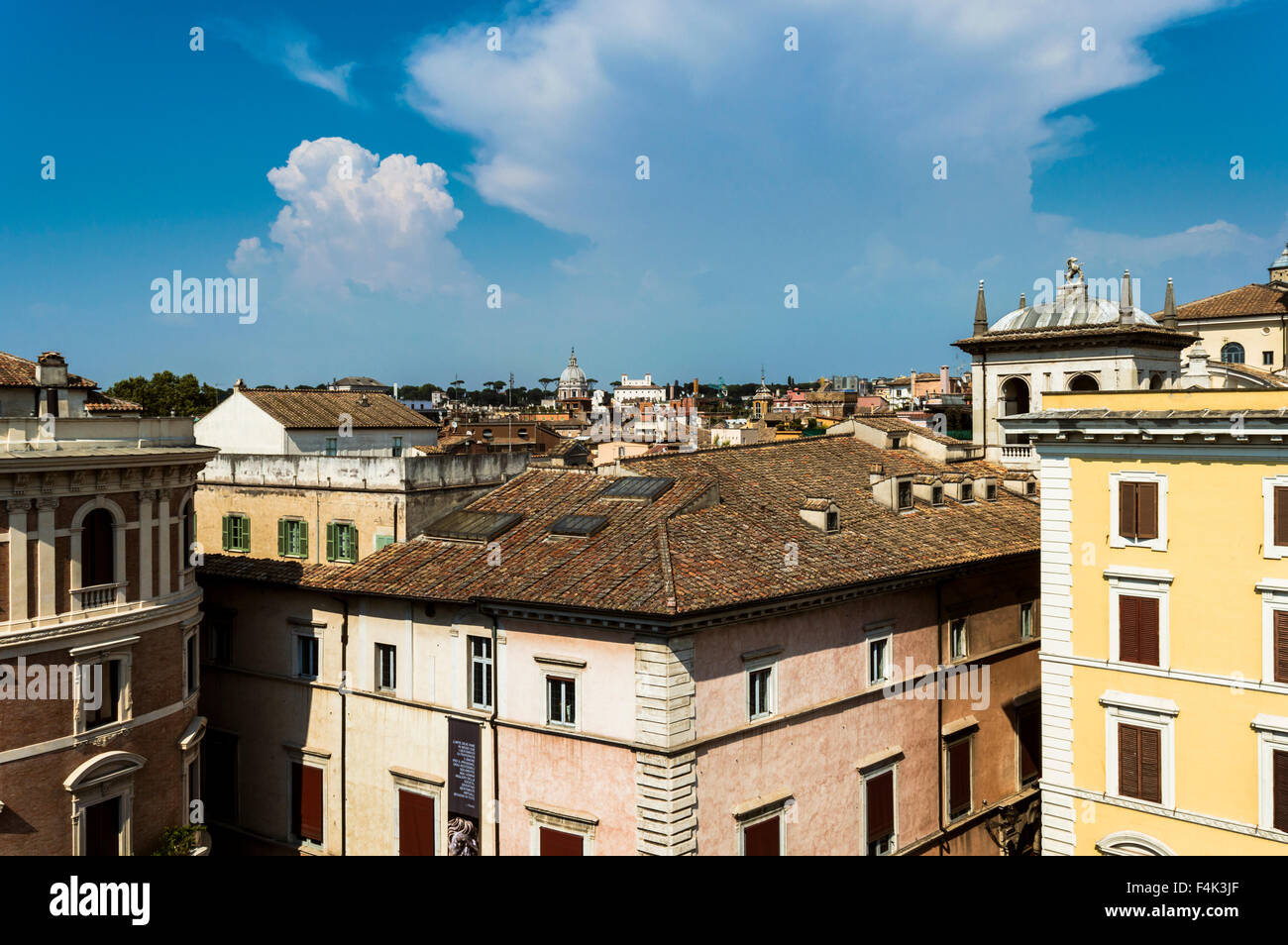 Rome, Italy - August 7, 2015: View over the rooftops of Rome Stock ...