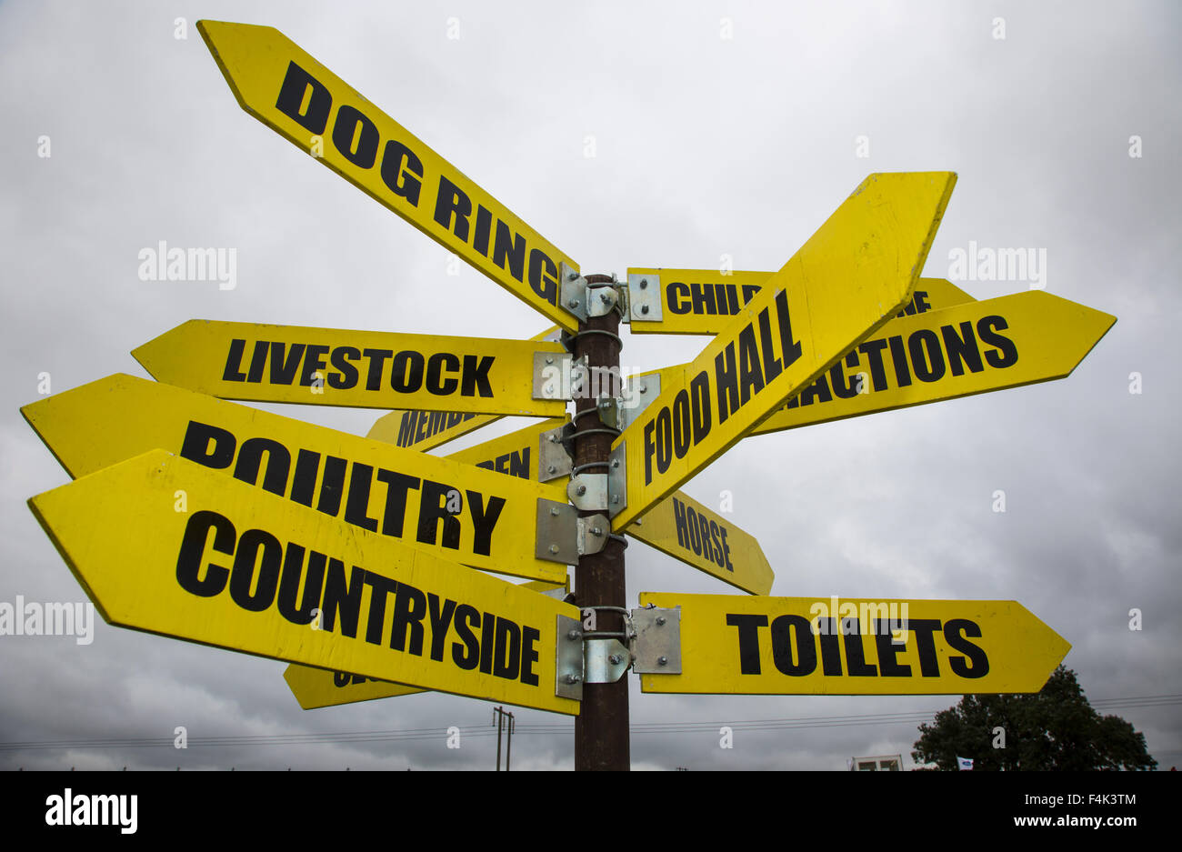 A finger post points in different directions at the annual Moreton in ...
