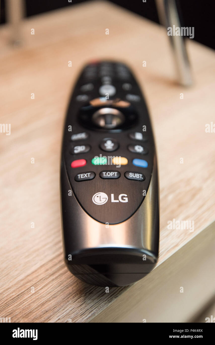 An LG TV remote control on a table Stock Photo - Alamy
