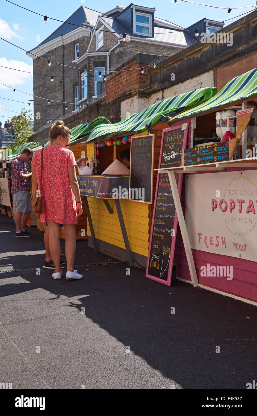 Trendy cafes and bars in Shepherds Bush Market, London England United ...