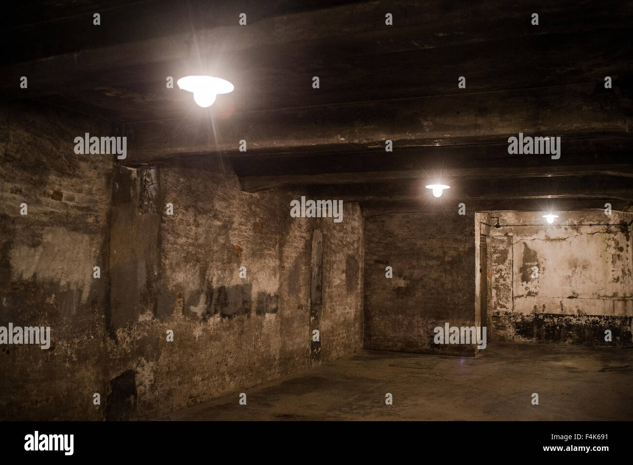 The inside of a gas chamber in Auschwitz, Oswiecim, Poland Stock Photo ...