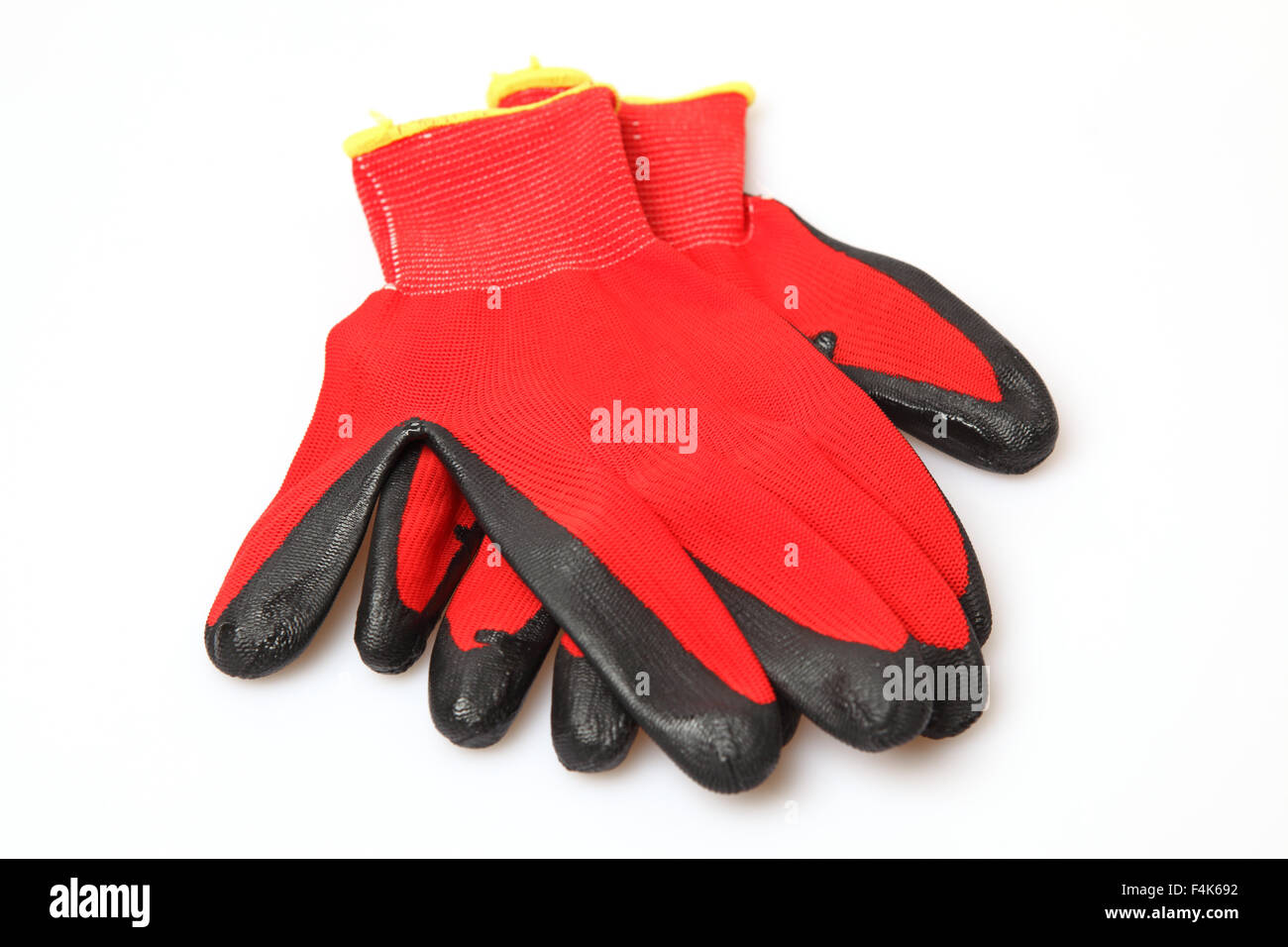 Red Work Gloves on the white background Stock Photo - Alamy