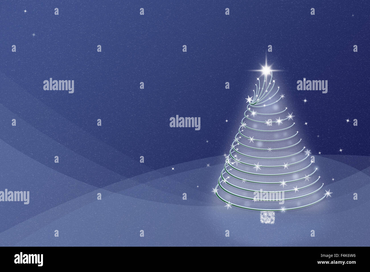 Magic Christmas tree background illustration on blue Stock Photo - Alamy