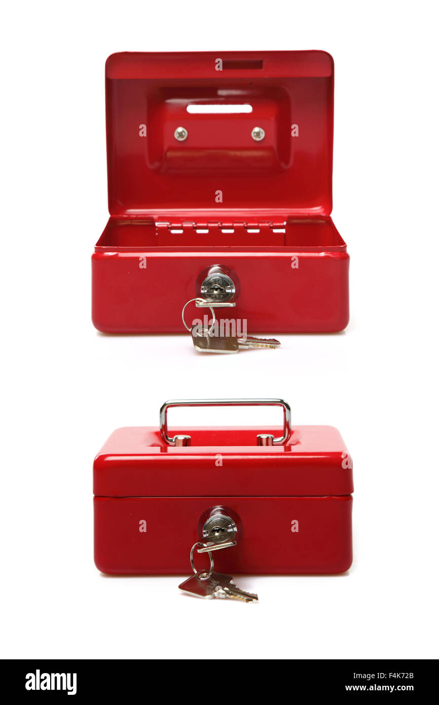 Red money box on the white background Stock Photo - Alamy