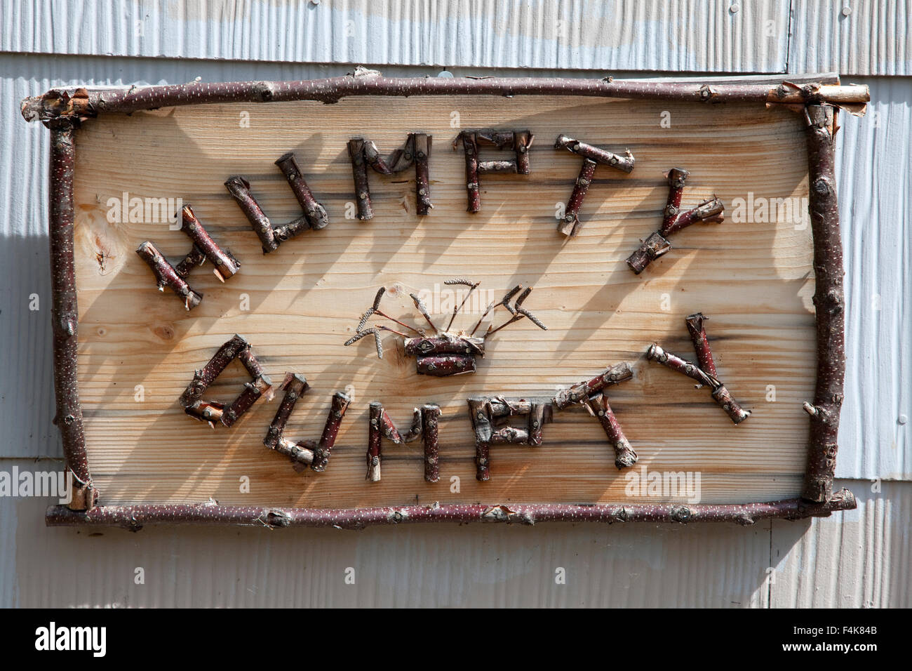 Humpty Dumpty twig sign for cabin that was part of another house ...