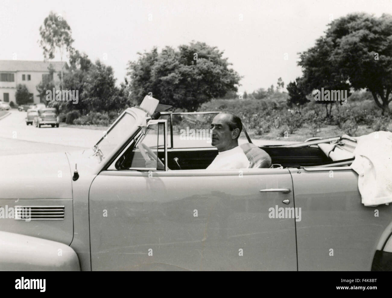 Man in a white convertible car, USA Stock Photo - Alamy