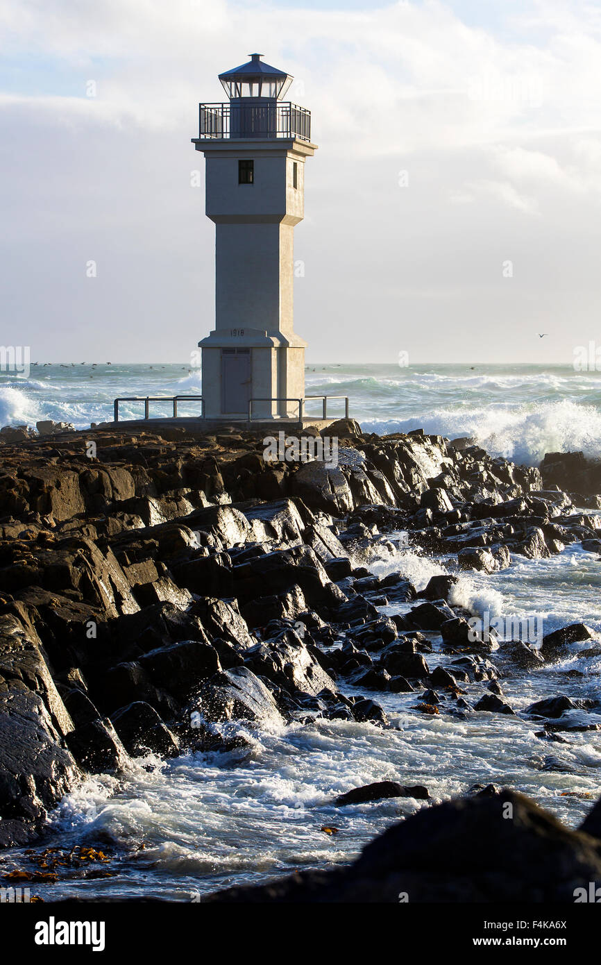 White lighthouse at the port of Akranes, Iceland Stock Photo - Alamy