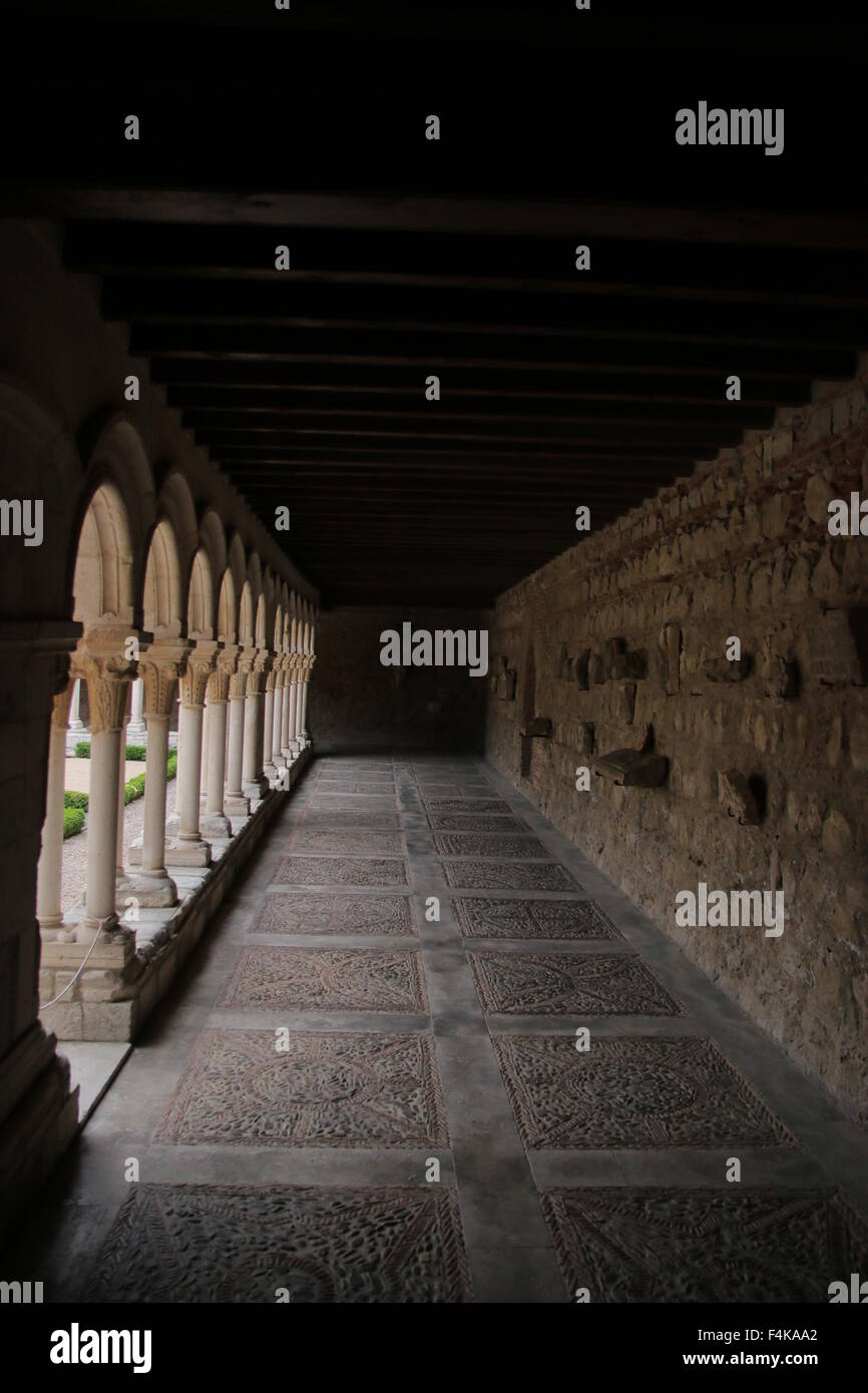 Stone interior, cloister walk between columns and wall Stock Photo - Alamy