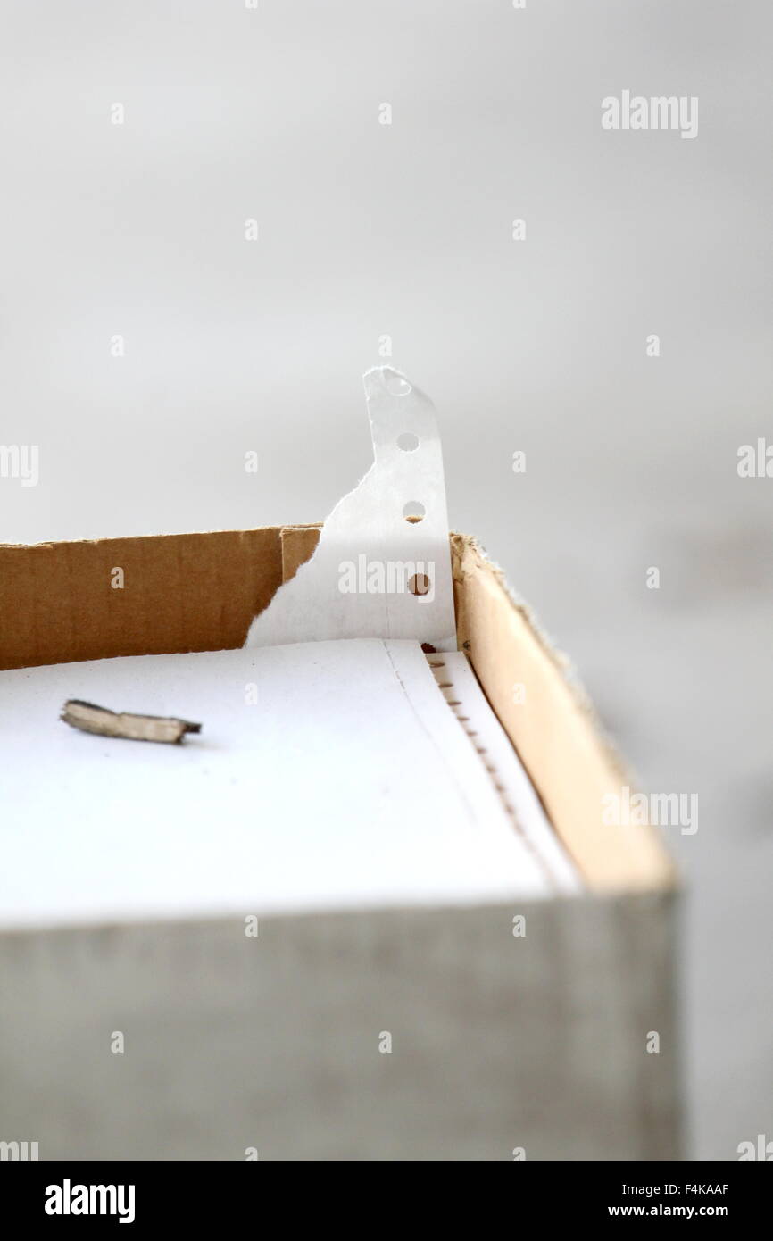 Cardboard box of pin feed printer paper Stock Photo - Alamy
