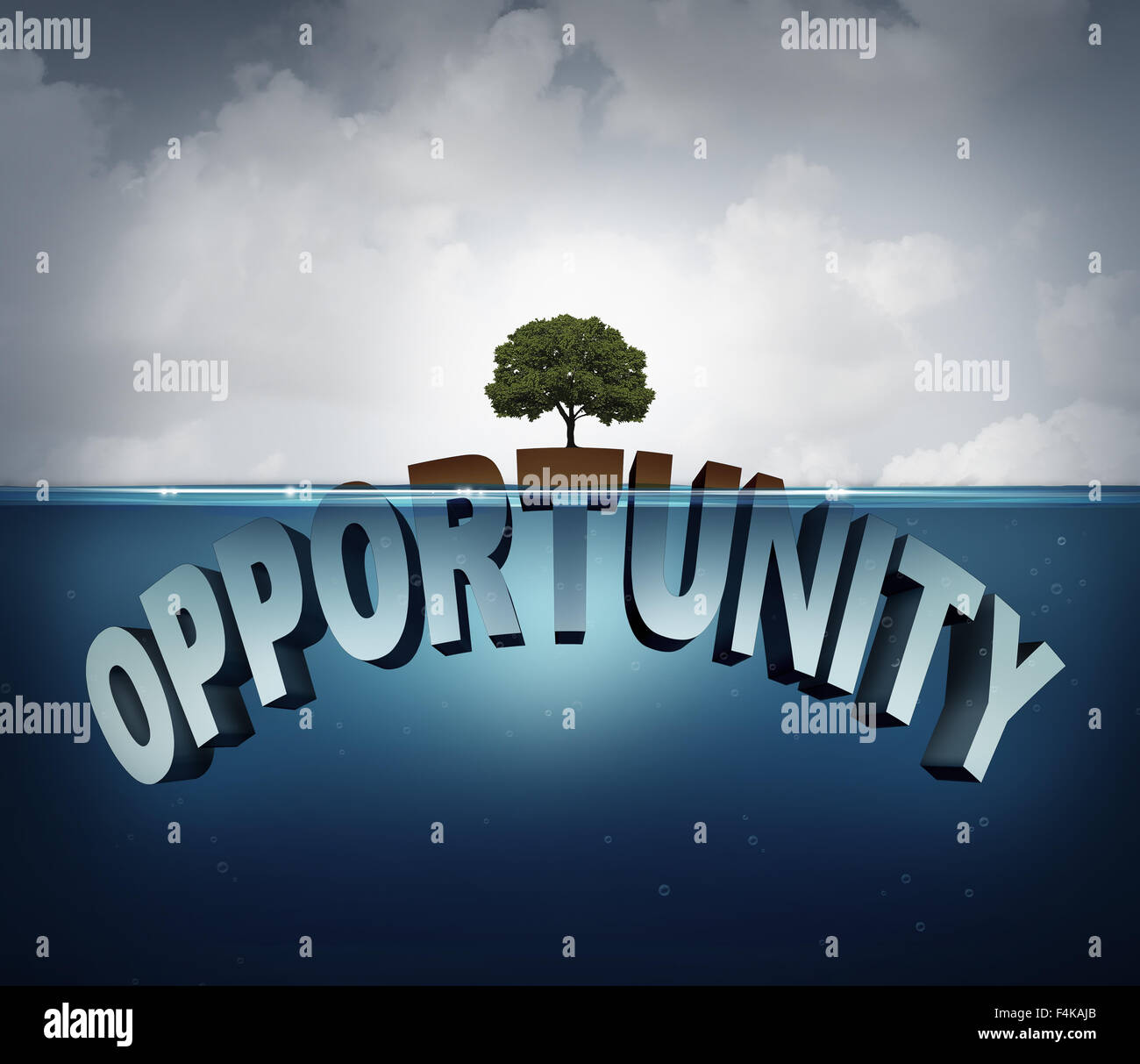 Unknown opportunity concept as three dimensional text hidden underwater ...