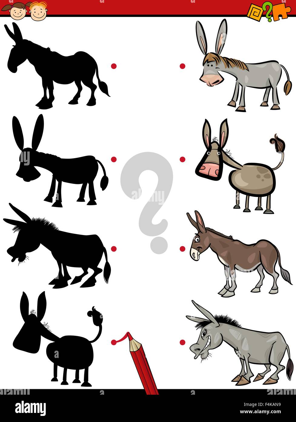 Cartoon Illustration of Education Shadow Test for Preschool Children ...