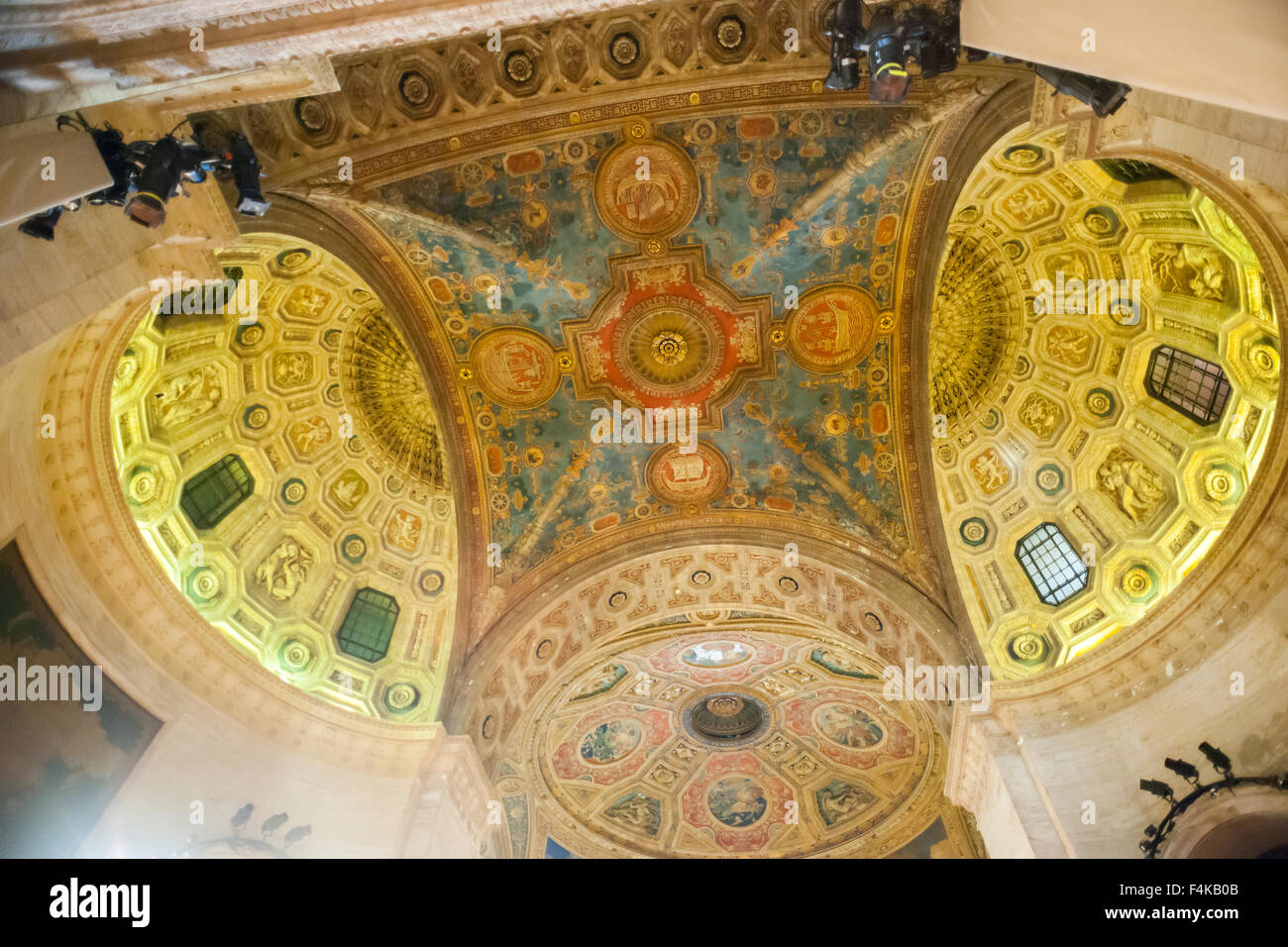 The ceiling of the former ticketing hall of the Cunard Building in ...
