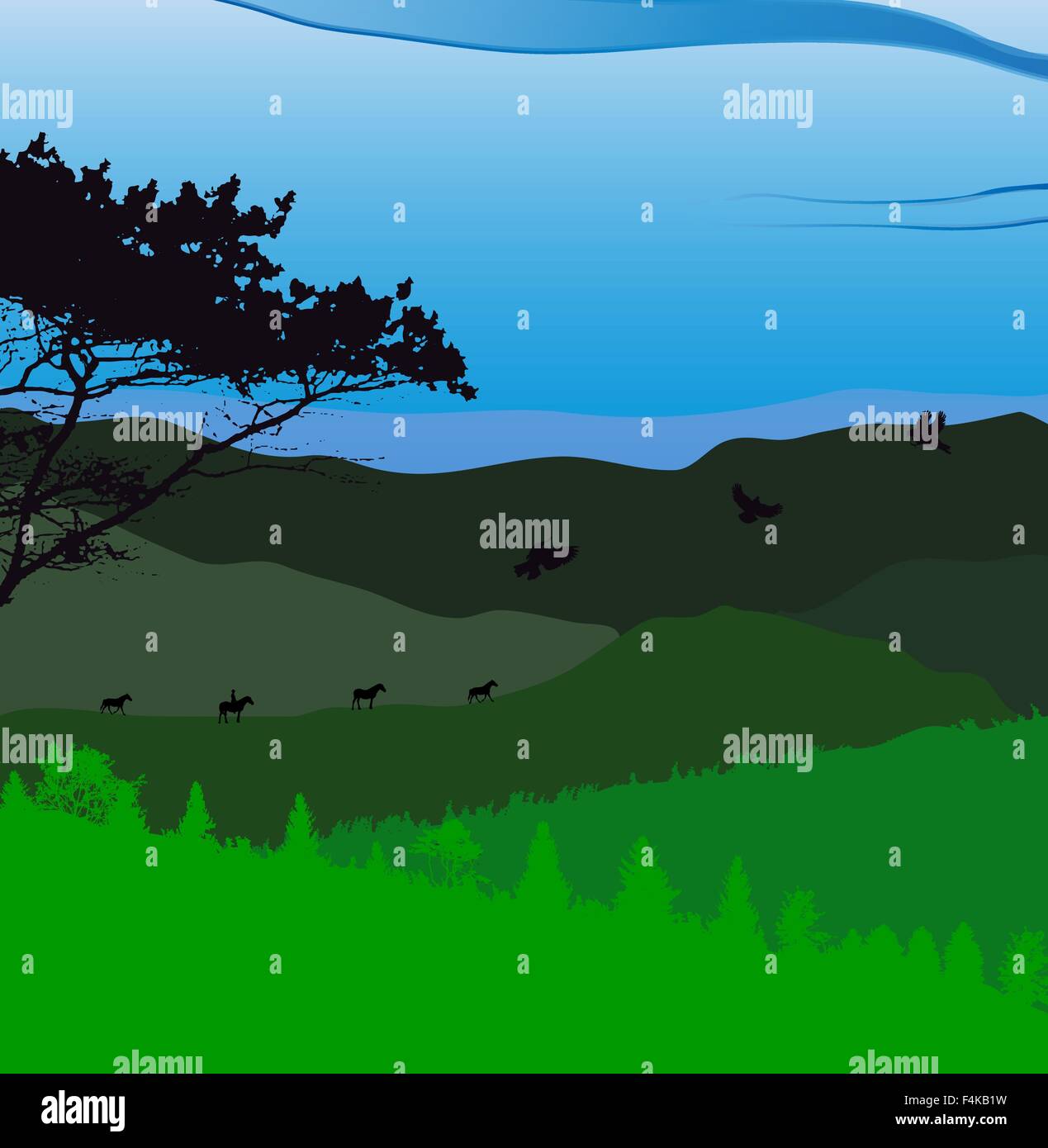 Image Mountains, Landscape, Trees. Abstract Eco Banner. Vector I Stock ...