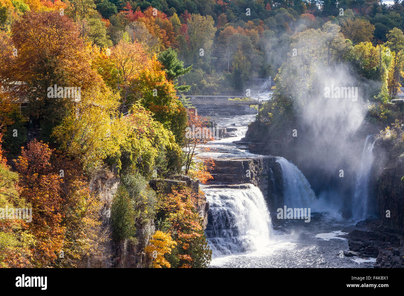Waterfalls from the Ausable Chasm bridge Stock Photo - Alamy