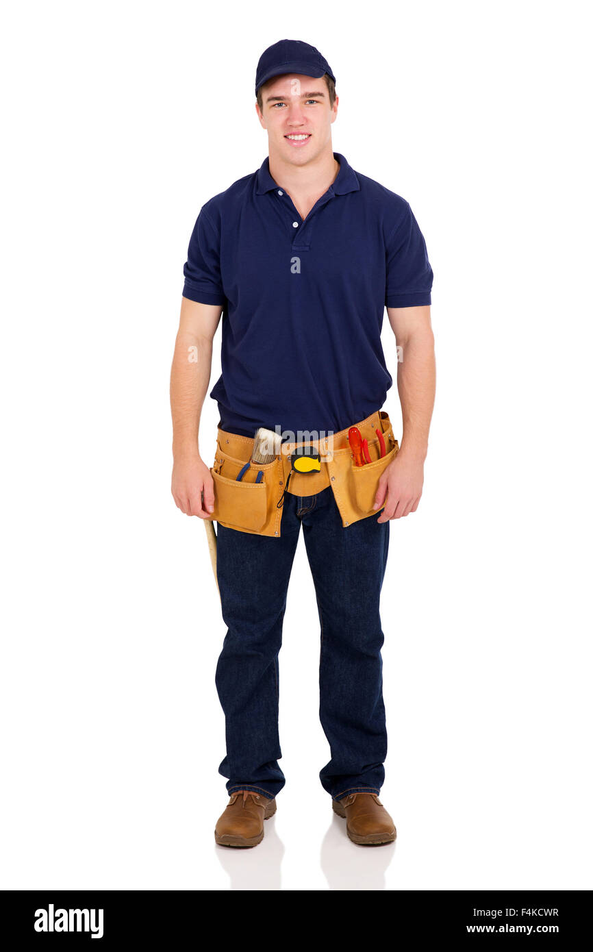 portrait of young repairman isolated on white background Stock Photo ...