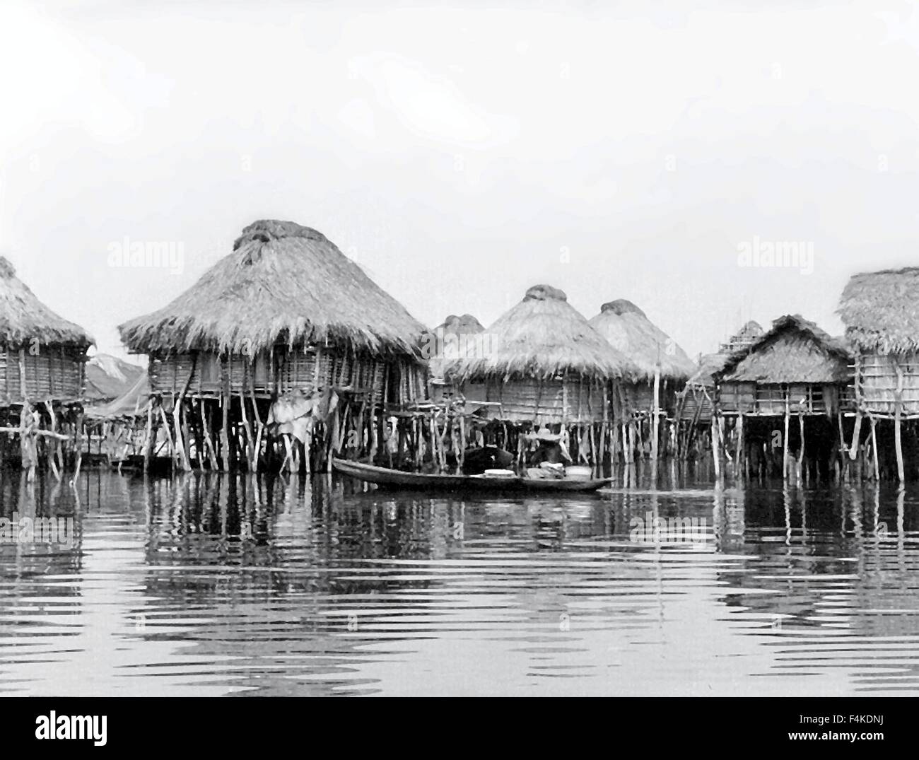 Ghana, Gold Coast ca 1971 -- A native village with houses built on ...