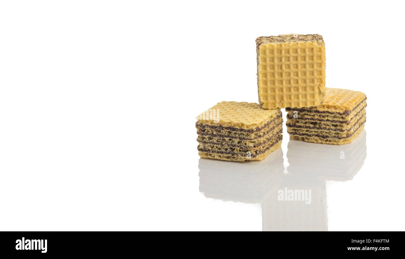 Chocolate wafer cubes with isolated white background Stock Photo - Alamy