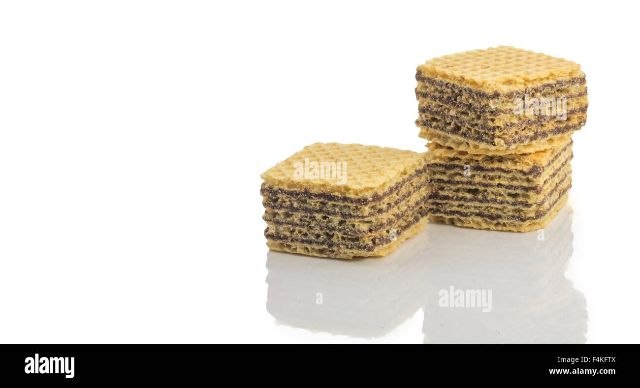 Chocolate wafer cubes with isolated white background Stock Photo - Alamy