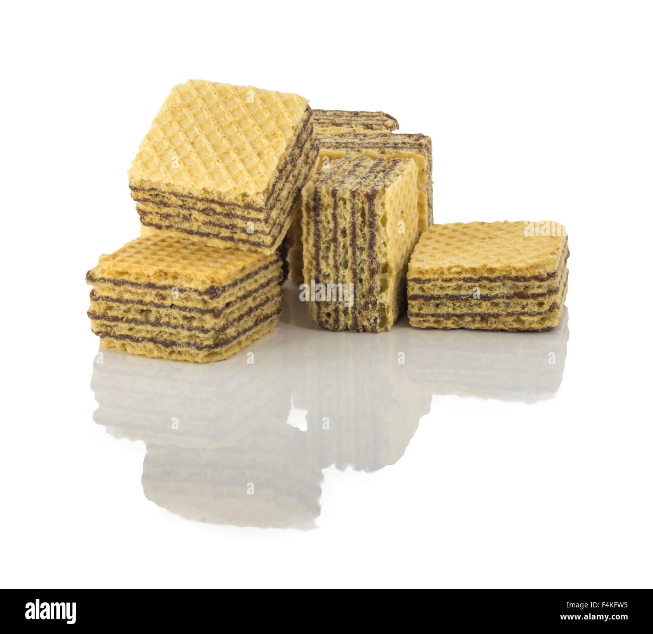 Chocolate wafer cubes with isolated white background Stock Photo - Alamy