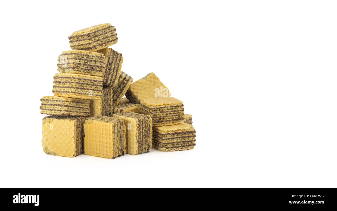 Chocolate wafer cubes with isolated white background Stock Photo - Alamy