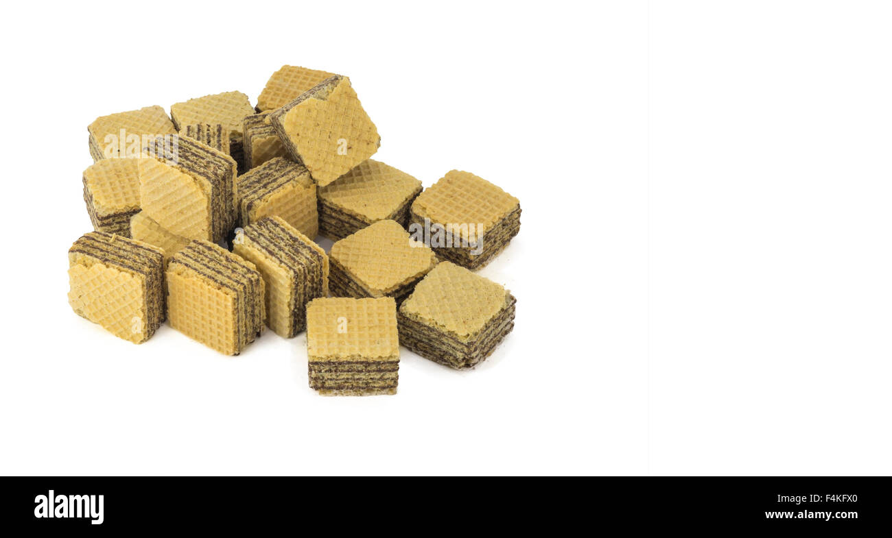 Chocolate wafer cubes with isolated white background Stock Photo - Alamy