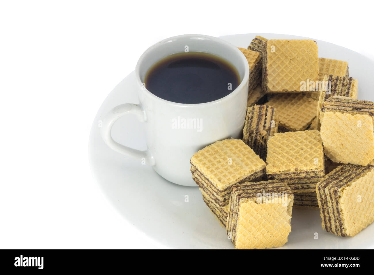 A cup of coffee and wafer cubes Stock Photo - Alamy