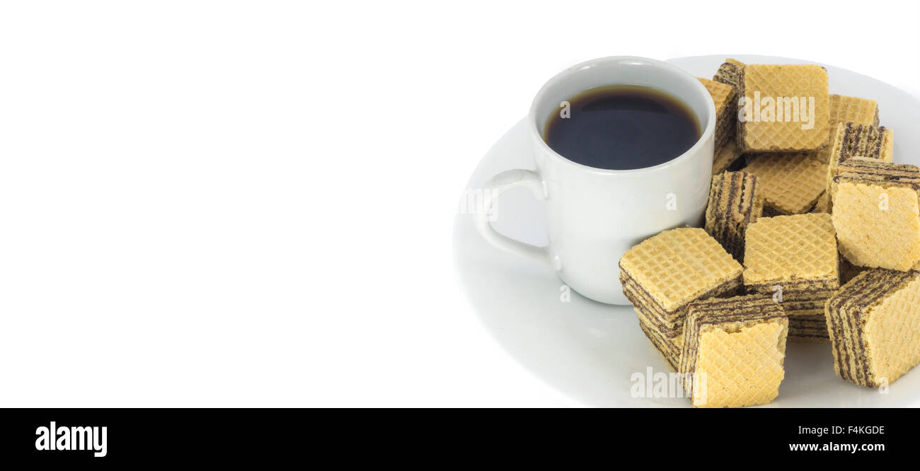 A cup of coffee and wafer cubes Stock Photo - Alamy