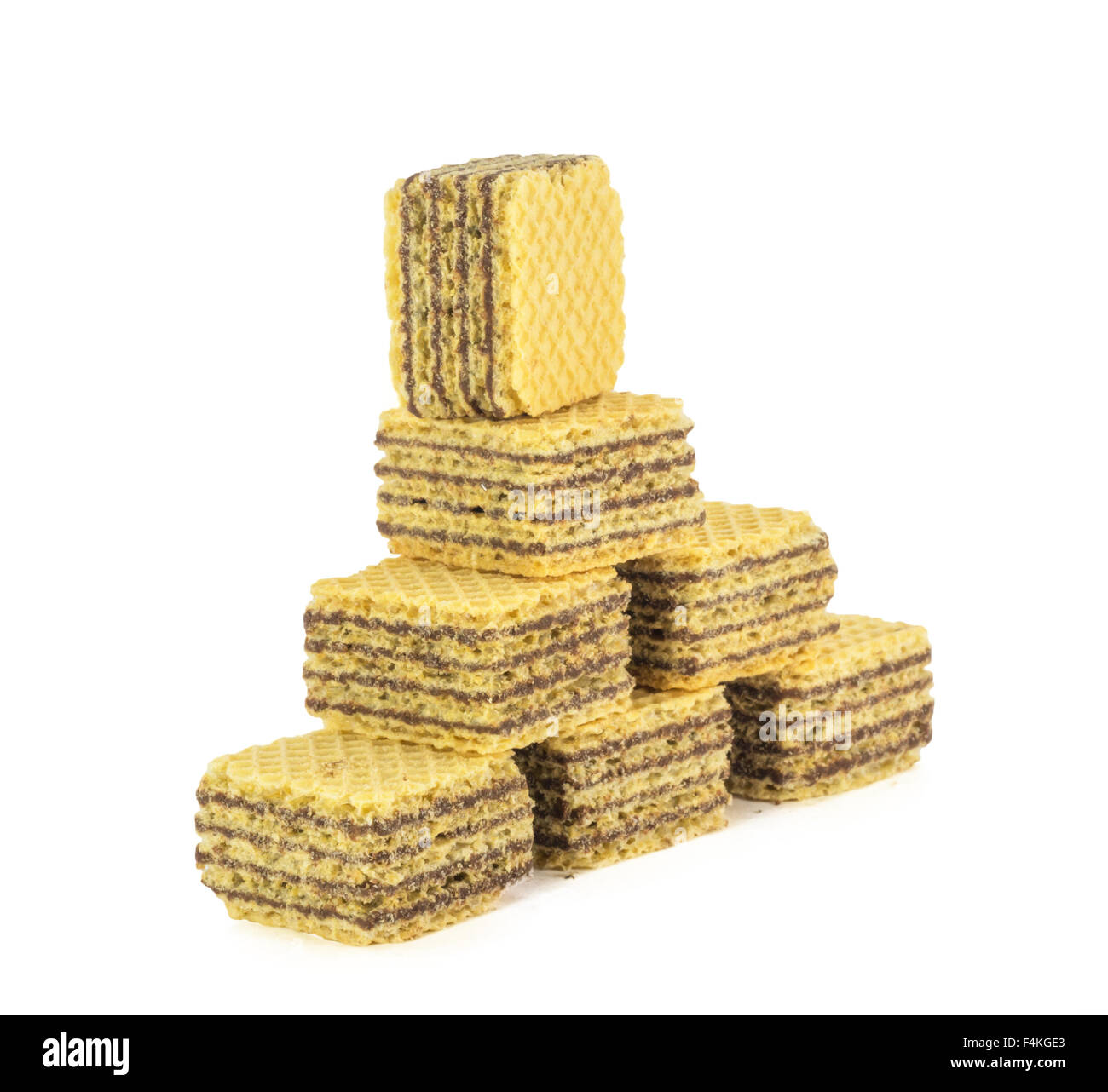 Chocolate wafer cubes stack isolated white background Stock Photo - Alamy