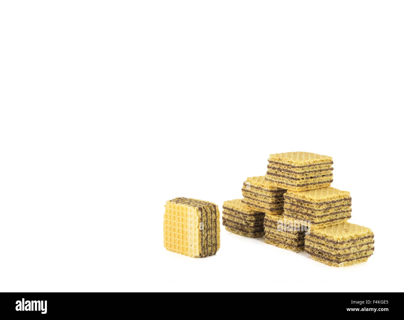 Chocolate wafer cubes stack isolated white background Stock Photo - Alamy