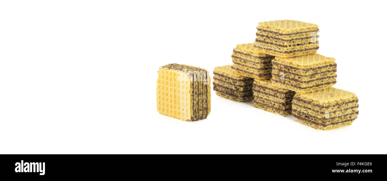 Chocolate wafer cubes stack isolated white background Stock Photo - Alamy