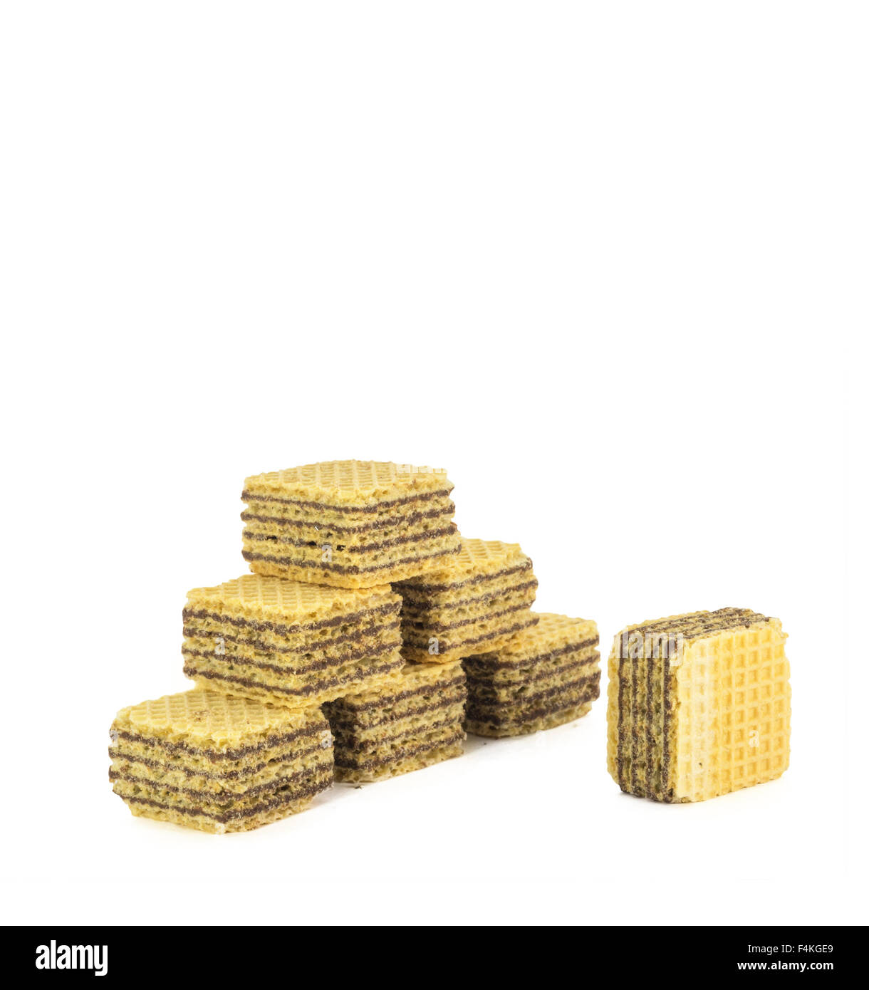 Chocolate wafer cubes stack isolated white background Stock Photo - Alamy
