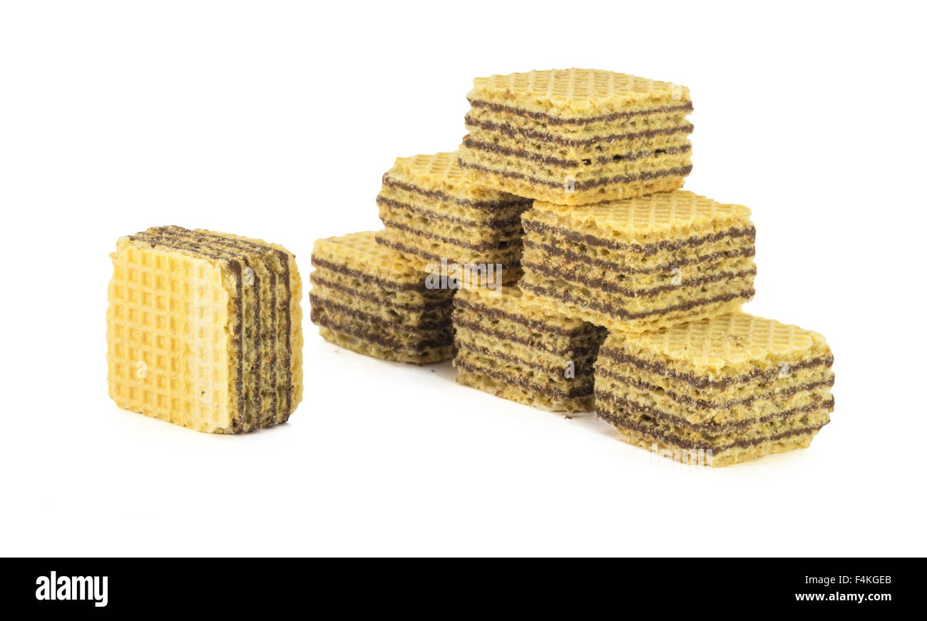 Chocolate wafer cubes stack isolated white background Stock Photo - Alamy