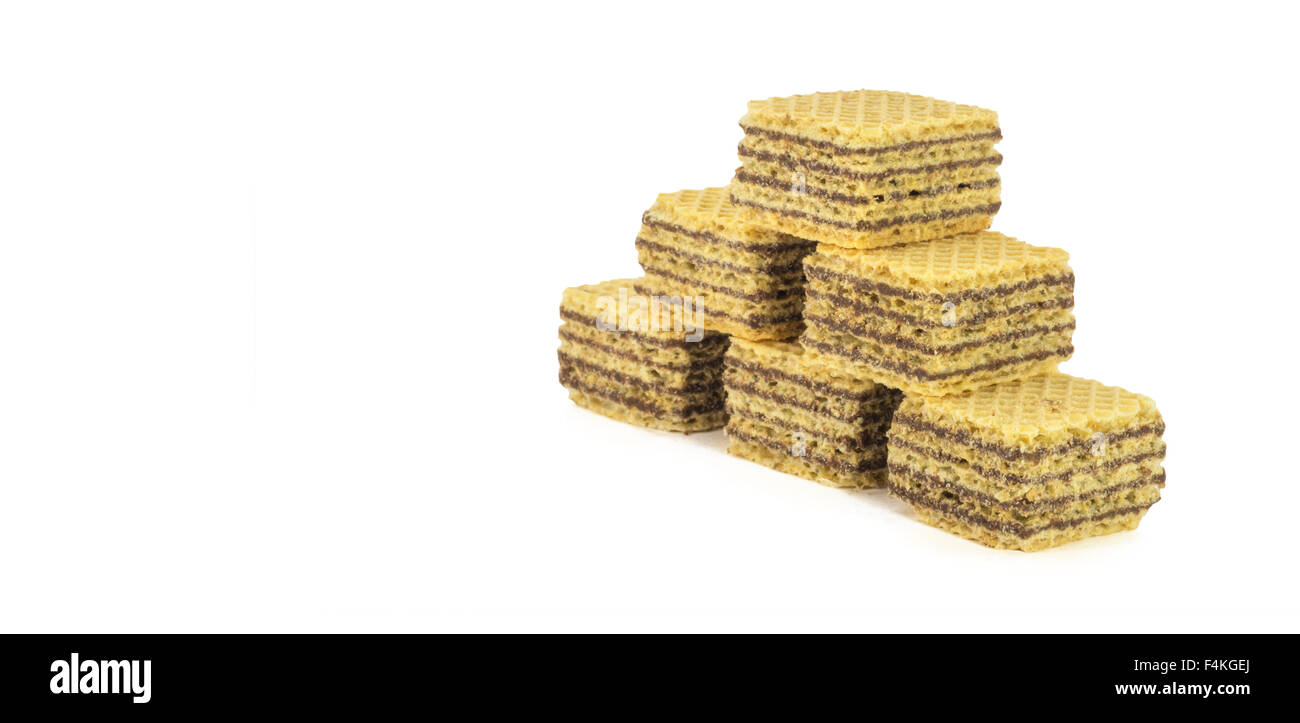 Chocolate wafer cubes stack isolated white background Stock Photo - Alamy