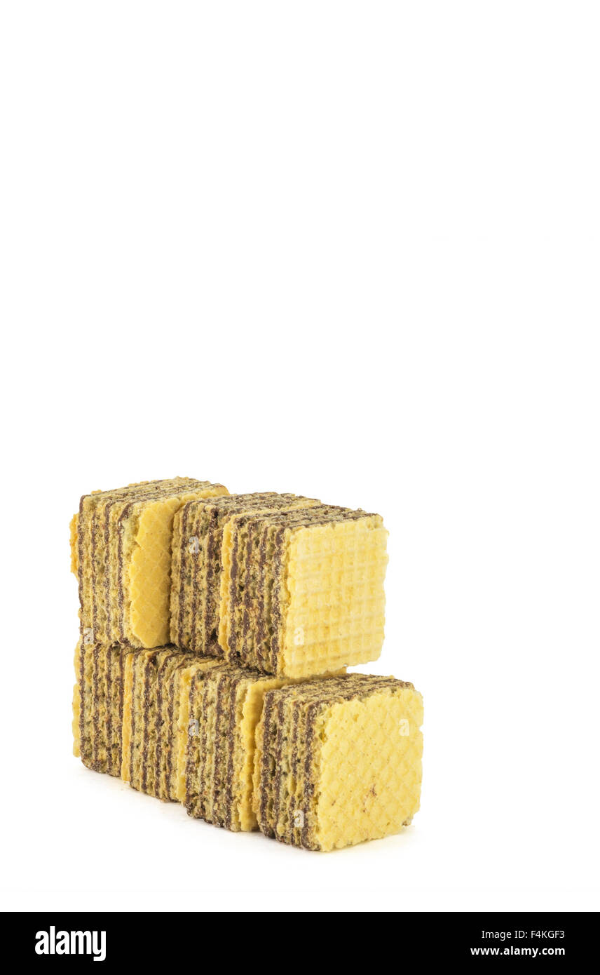 Chocolate wafer cubes stack isolated white background Stock Photo - Alamy