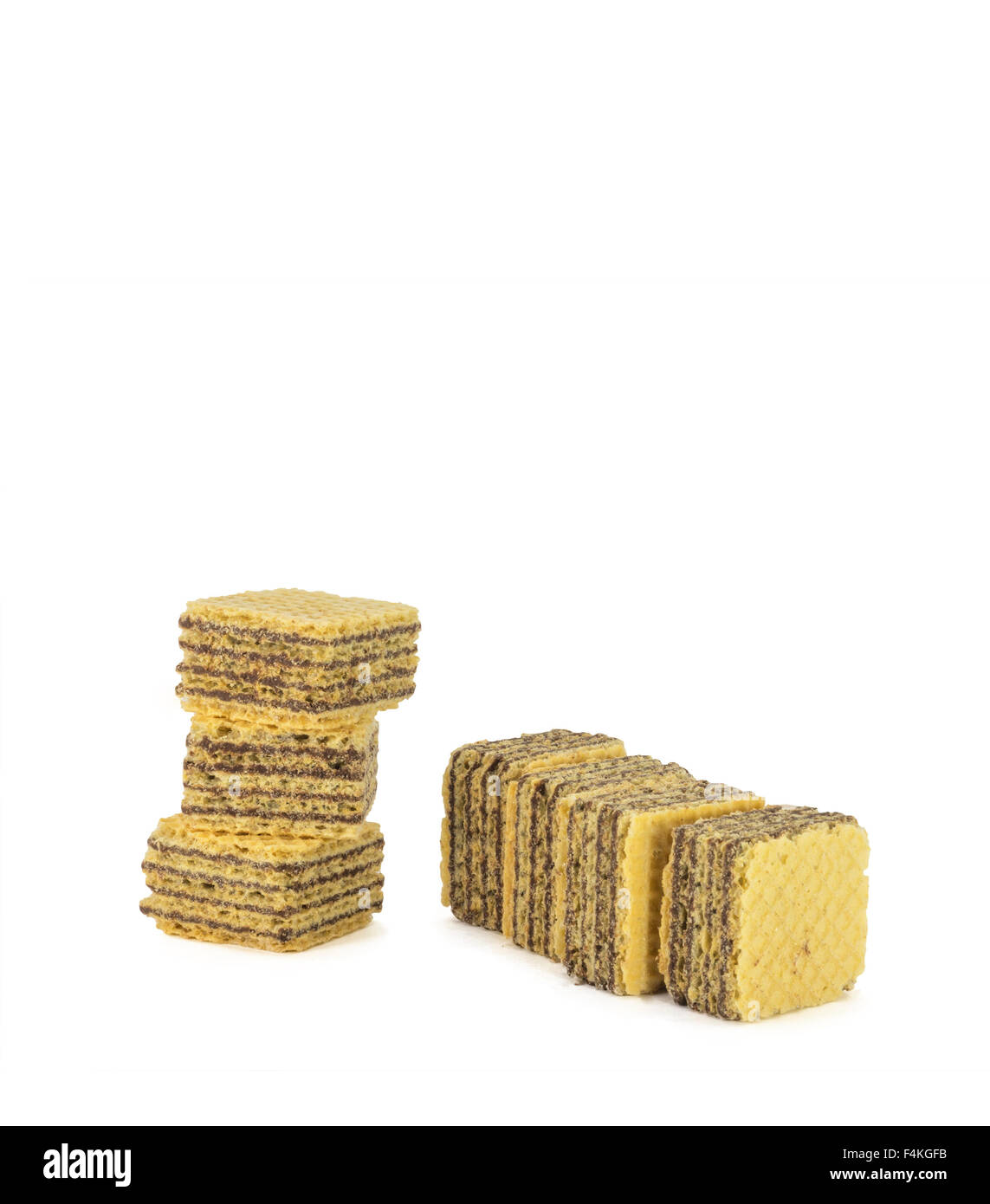 Chocolate wafer cubes stack isolated white background Stock Photo - Alamy