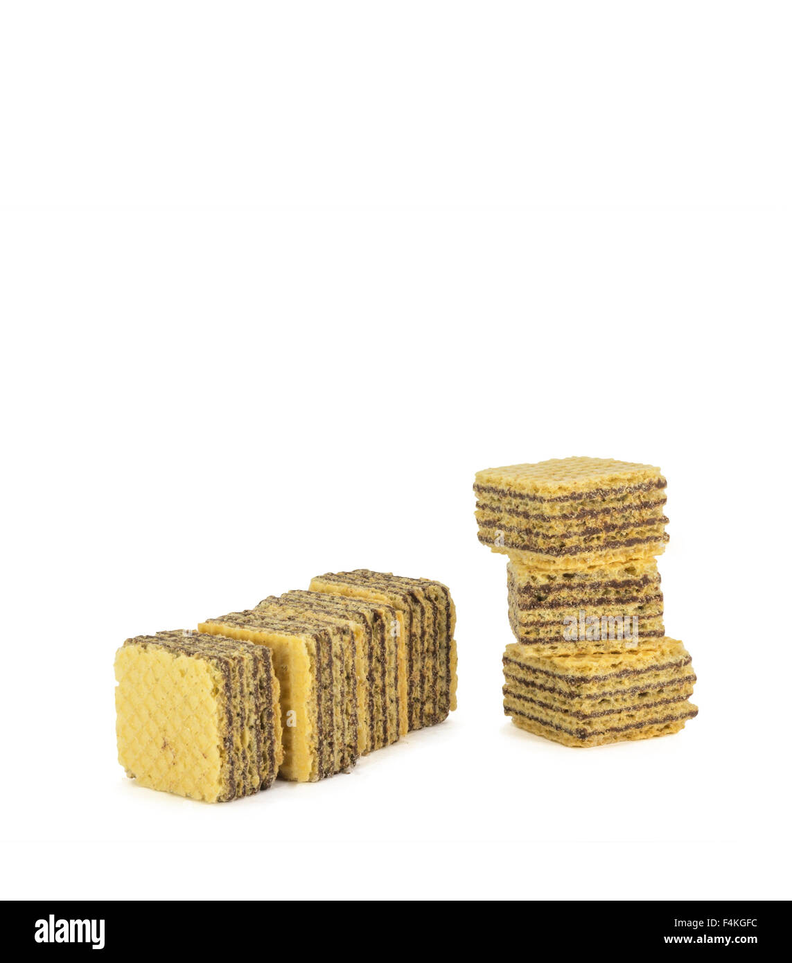 Chocolate wafer cubes stack isolated white background Stock Photo - Alamy