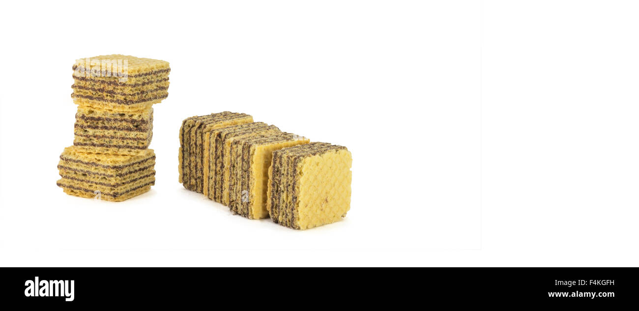 Chocolate wafer cubes stack isolated white background Stock Photo - Alamy