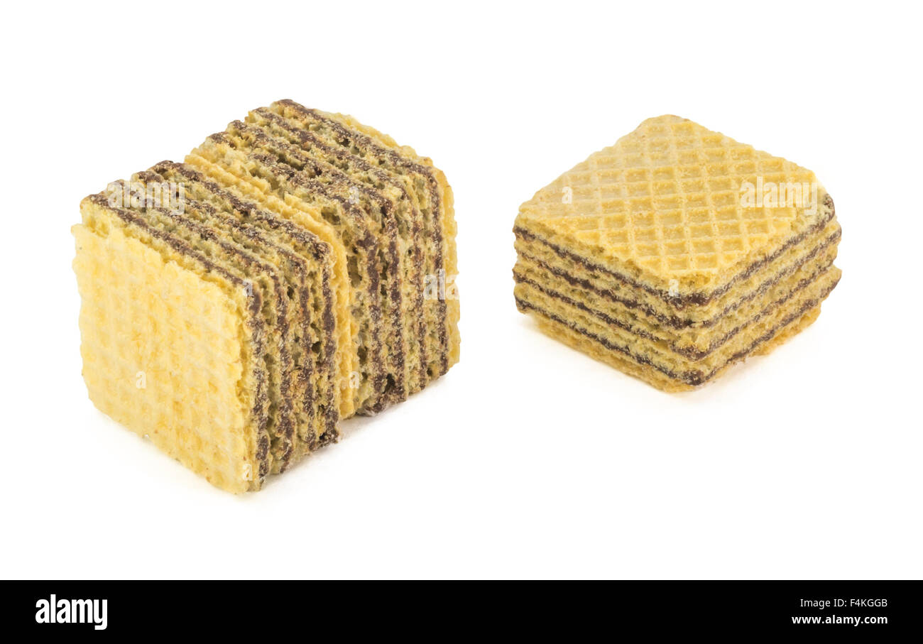 Chocolate wafer cubes isolated white background Stock Photo - Alamy