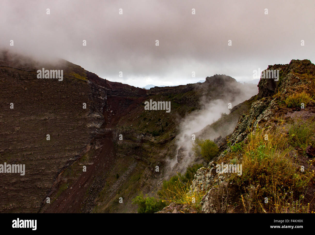 The clouds hang inside the crater of Mt. Vesuvius Stock Photo - Alamy