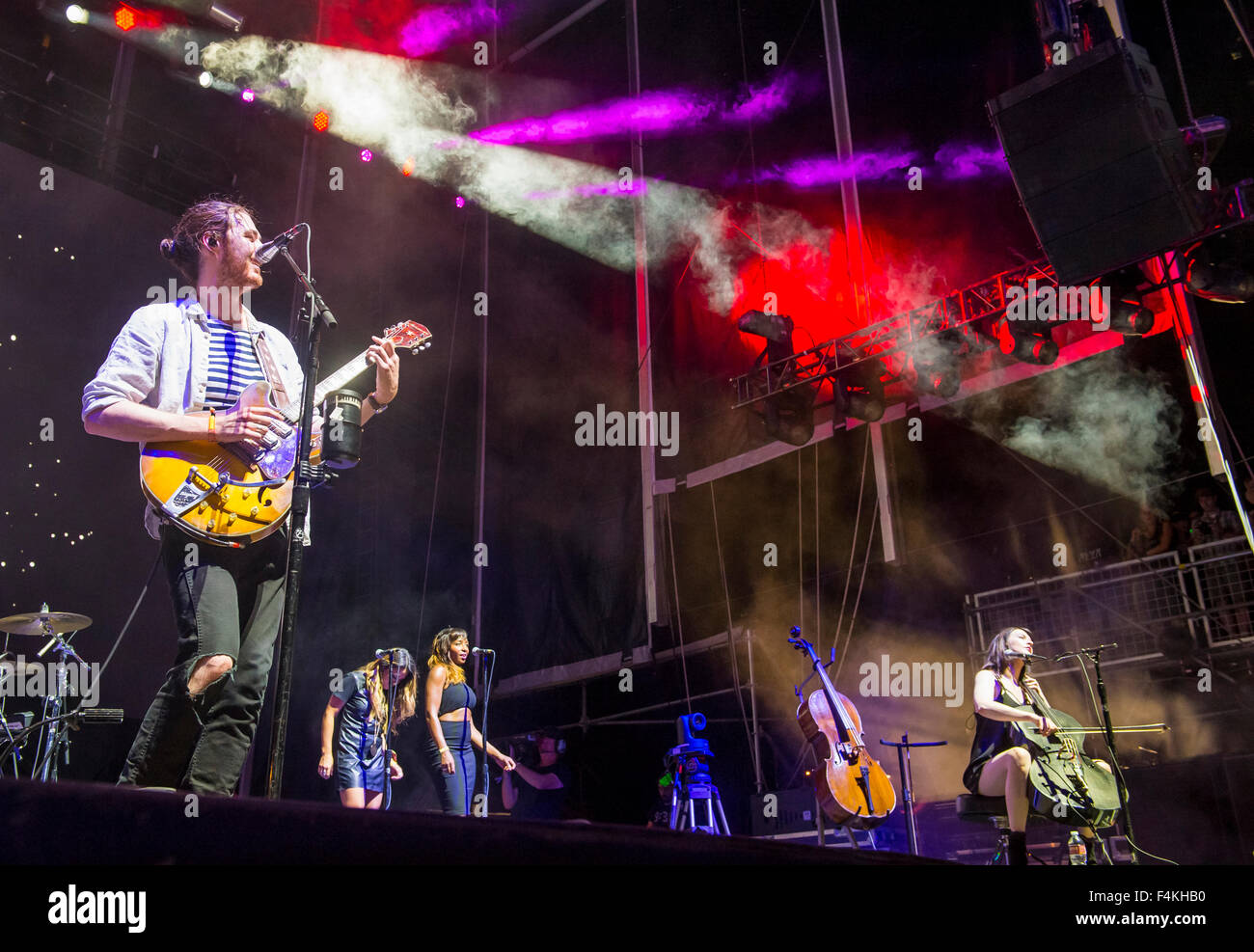 Singer Hozier performs onstage during day 1 of the 2015 Life Is ...